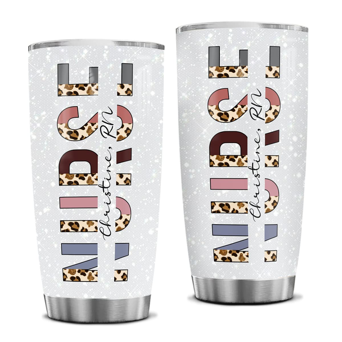 wowcugi Personalized Tumbler Best Nurse Ever Tumblers America Flag Pride 20oz 30oz Insulated Appreciation Week Christmas Birthday Ideas Gifts (Nurse 1)