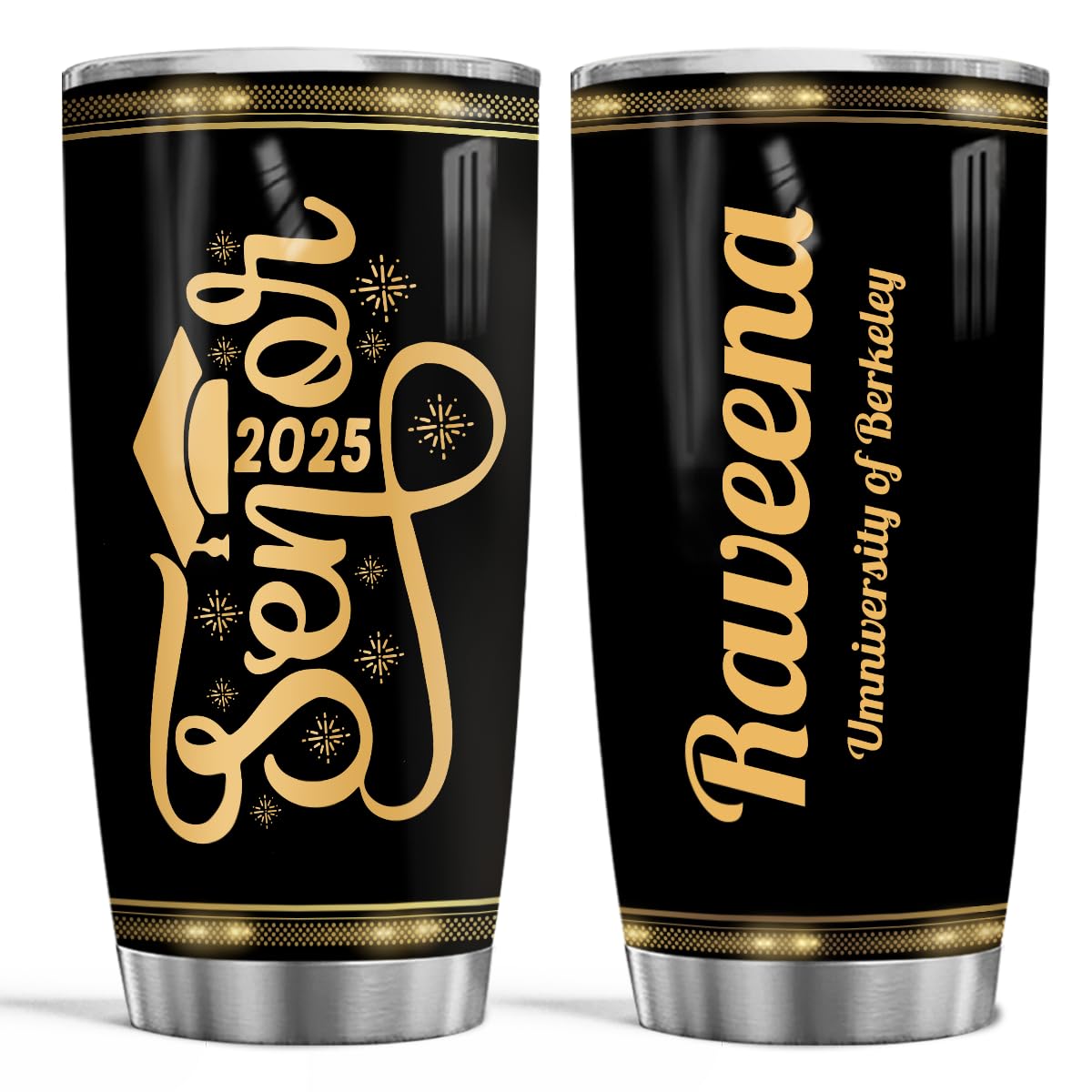wowcugi Personalized Graduation Tumbler Senior Class Of 2025 Custom Cups with Lid 20oz 30oz Coffee Mugs Graduation Gifts Masters Tumblers for Men Women Graduating Daughter Son (Black)