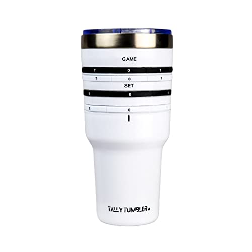 Tally Tumbler Tennis, Stainless Steel Cup Holder, 30 oz Leak Proof Lid, Double Wall Insulation, Tennis Tumbler with Score Keeping Counter used to Track Game Score & Set Score, for Two Teams