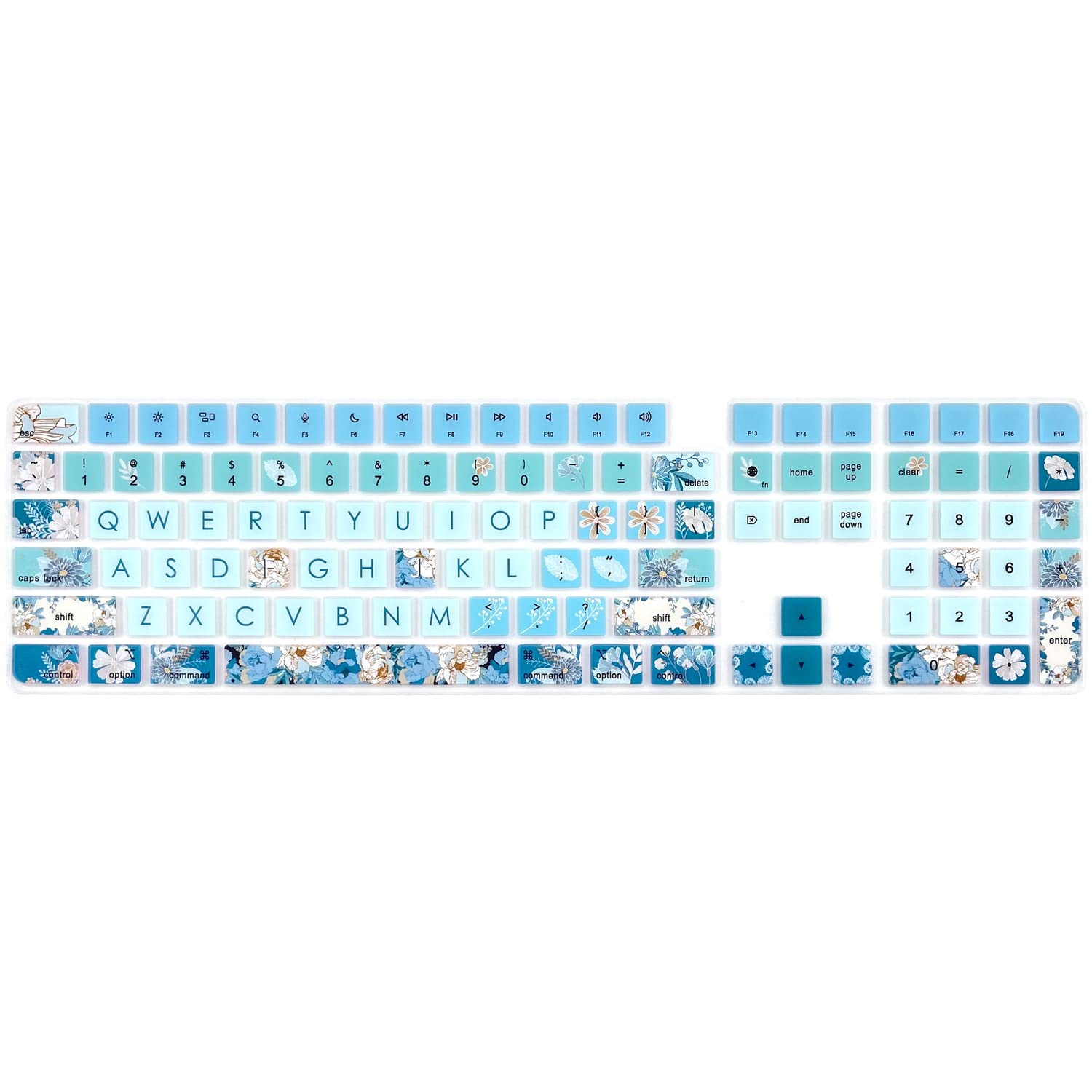 WSLUCKO Keyboard Cover Skin for 2021 New Apple iMac Magic Keyboard (Model: A2520) with Numeric Keypad & Touch ID, Cute Printing Silicone Keyboard Protector,Peony