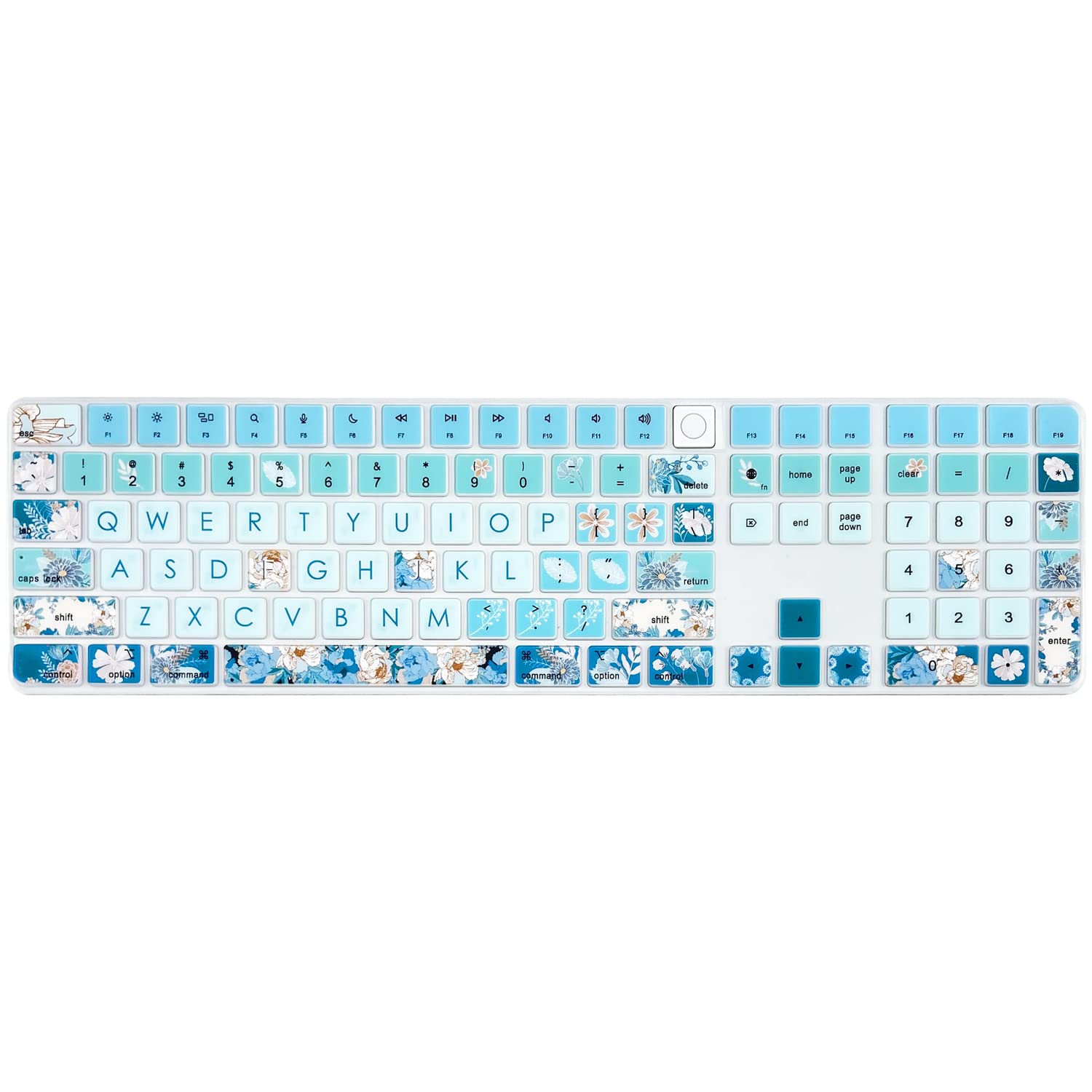WSLUCKO Keyboard Cover Skin for 2021 New Apple iMac Magic Keyboard (Model: A2520) with Numeric Keypad & Touch ID, Cute Printing Silicone Keyboard Protector,Peony