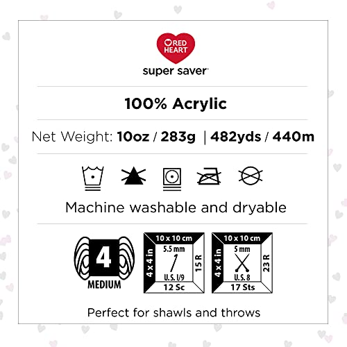 Red Heart Super Saver Jumbo Deep Teal Ombre Yarn - 2 Pack of 283g/10oz - Acrylic - 4 Medium (Worsted) - 482 Yards - Knitting/Crochet