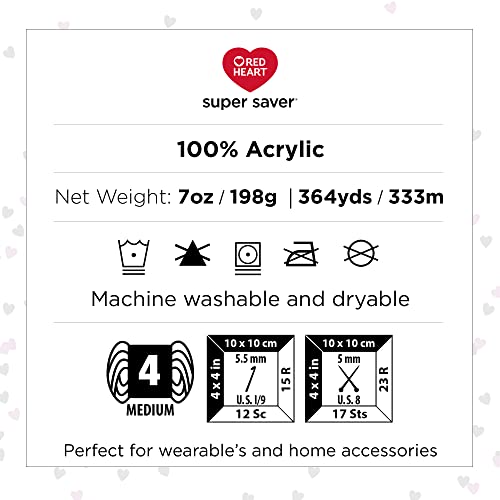 Red Heart Super Saver Lemon Yarn - 3 Pack of 198g/7oz - Acrylic - 4 Medium (Worsted) - 364 Yards - Knitting/Crochet