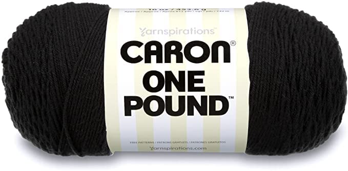 Caron One Pound Black Yarn - 2 Pack of 454g/16oz - Acrylic - 4 Medium (Worsted) - 812 Yards - Knitting/Crochet