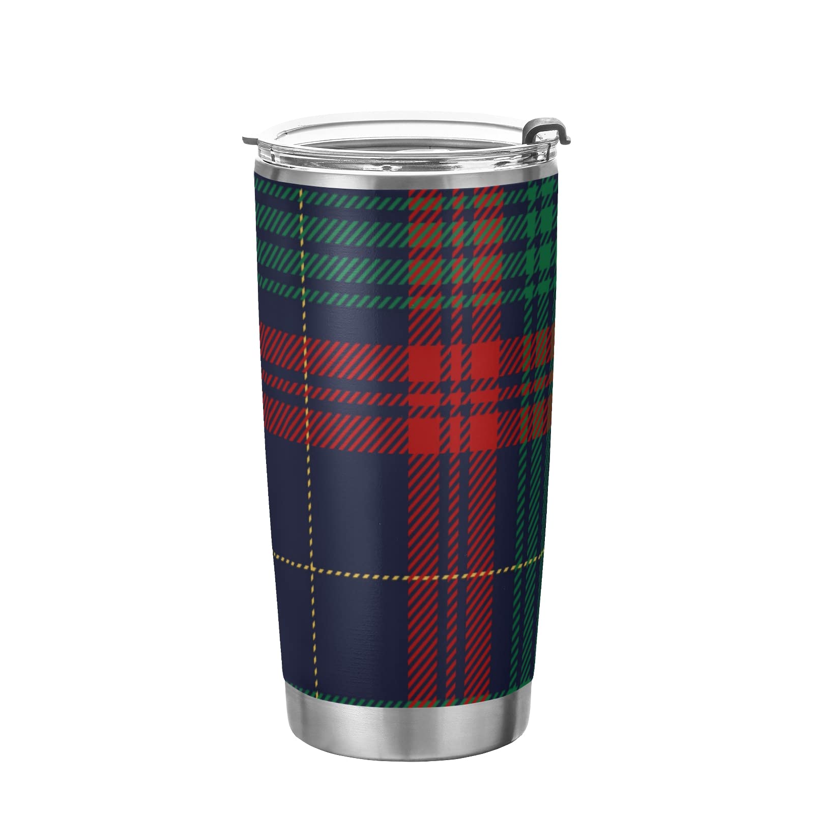 Yasala Tumbler Tartan Plaid Classic Red Green Insulated Coffee Cup Beverage Container Travel Mug with Straw and Lid Double Wall Stainless Steel 20oz BPA-Free for Sport, Back to School