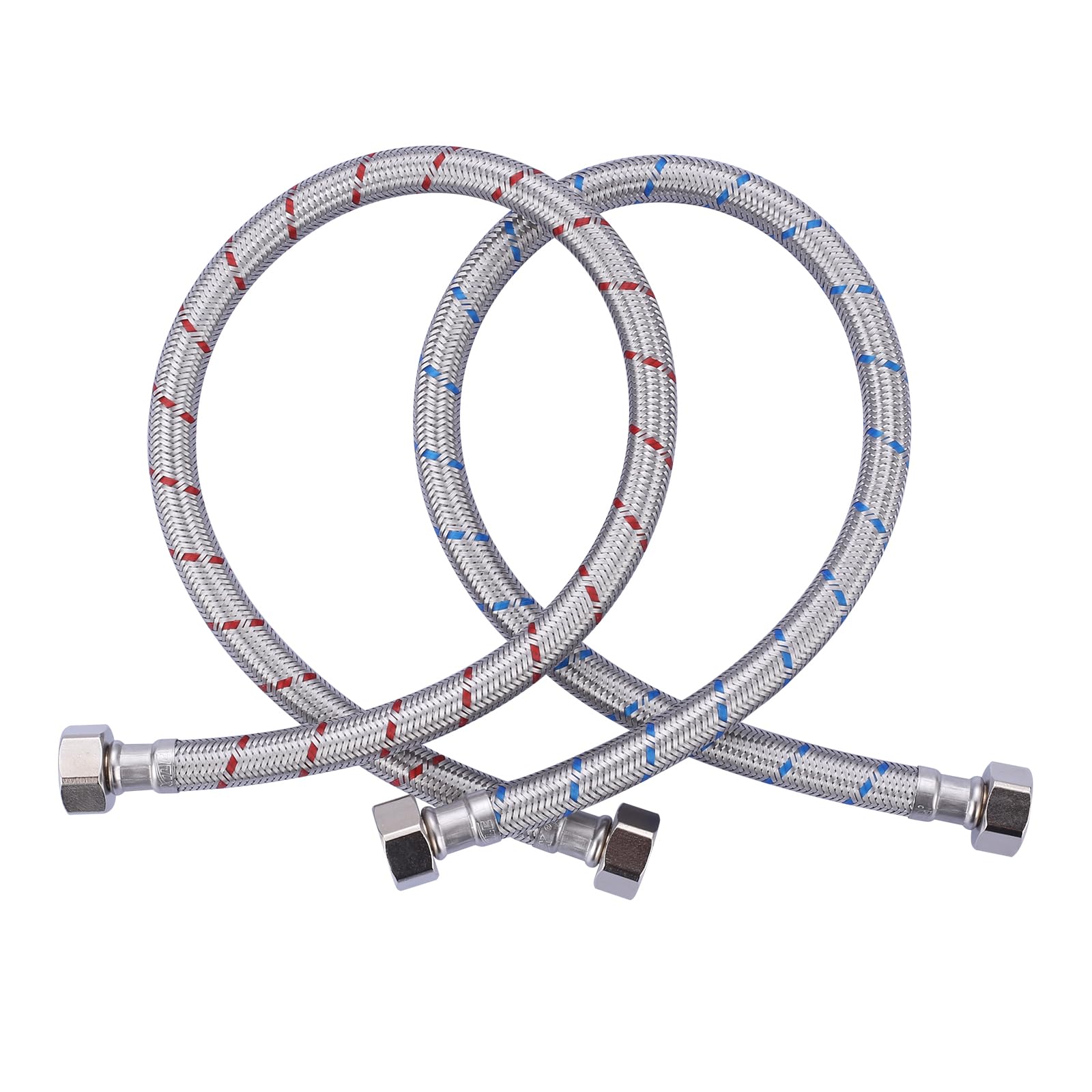 ARCORA 16-Inch Length Faucet Hose Connector Braided Stainless Steel cUPC Supply Lines 1/2-Inch FIP x 1/2-Inch FIP Faucet Hose Replacement 1 Pair