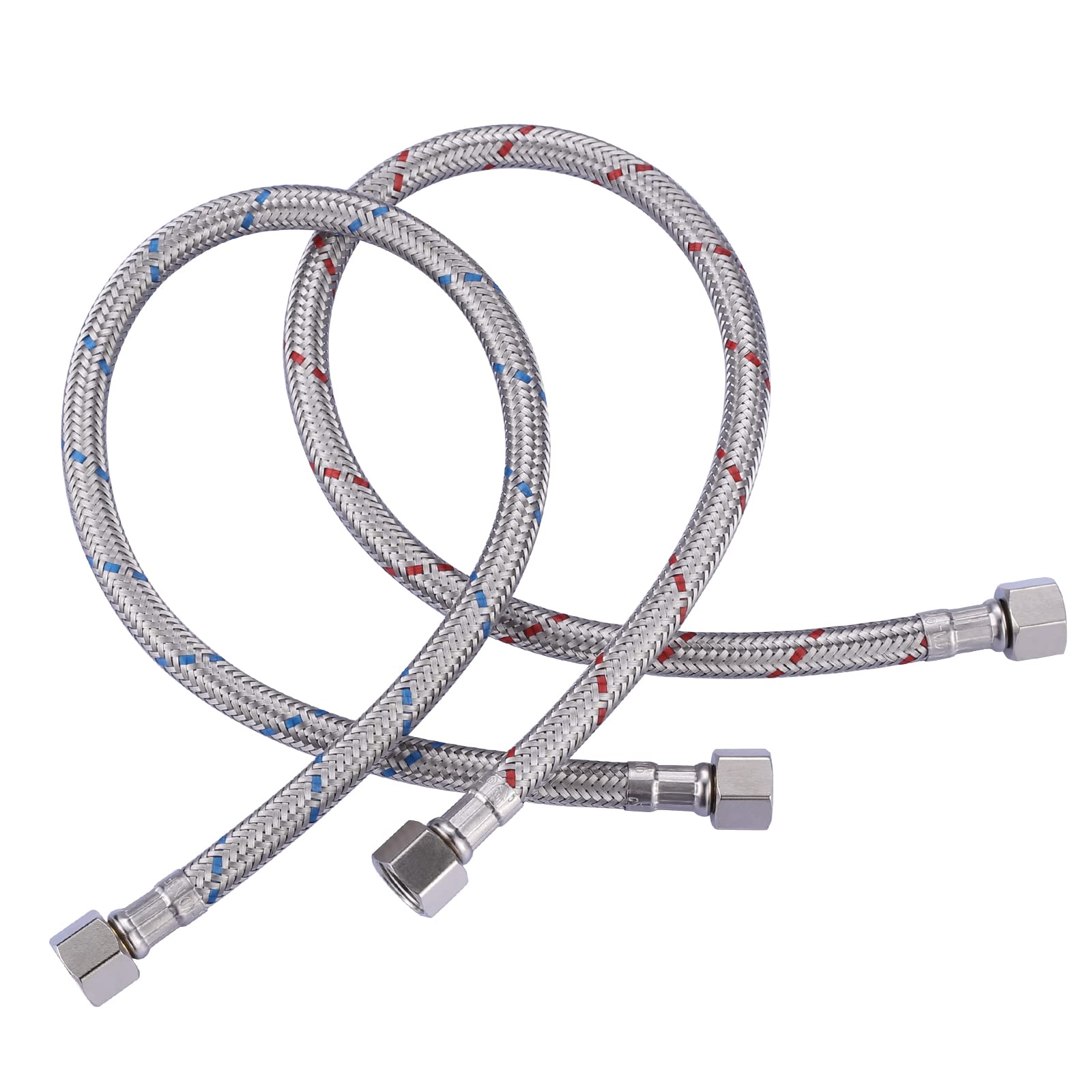 ARCORA 72-Inch Faucet Hose Connects Kitchen Bathroom Sink to Water Supply, Stainless Steel cUPC Supply Lines with 3/8-Inch x 3/8-Inch Female Compression Thread 1 Pair