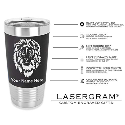 LaserGram 20oz Vacuum Insulated Tumbler Mug, Cargo Airplane, Personalized Engraving Included (Silicone Grip, Black)