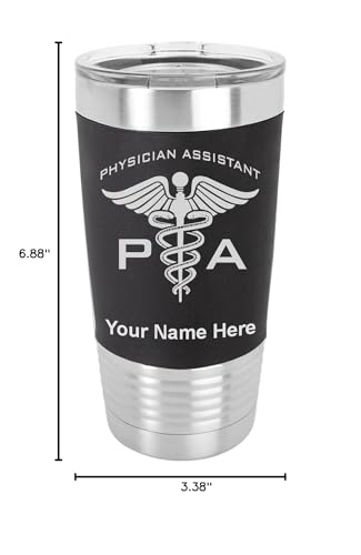 LaserGram 20oz Vacuum Insulated Tumbler Mug, PA Physician Assistant, Personalized Engraving Included (Silicone Grip, Black)
