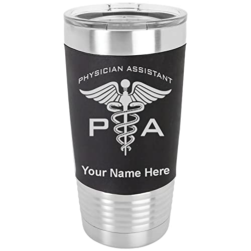 LaserGram 20oz Vacuum Insulated Tumbler Mug, PA Physician Assistant, Personalized Engraving Included (Silicone Grip, Black)