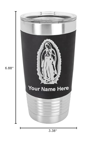 LaserGram 20oz Vacuum Insulated Tumbler Mug, Virgen de Guadalupe, Personalized Engraving Included (Silicone Grip, Black)