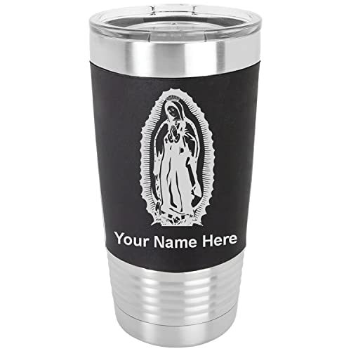 LaserGram 20oz Vacuum Insulated Tumbler Mug, Virgen de Guadalupe, Personalized Engraving Included (Silicone Grip, Black)