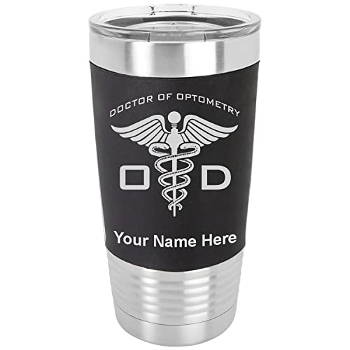 LaserGram 20oz Vacuum Insulated Tumbler Mug, OD Doctor of Optometry, Personalized Engraving Included (Silicone Grip, Black)