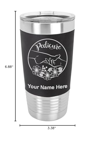 LaserGram 20oz Vacuum Insulated Tumbler Mug, Pedicure, Personalized Engraving Included (Silicone Grip, Black)