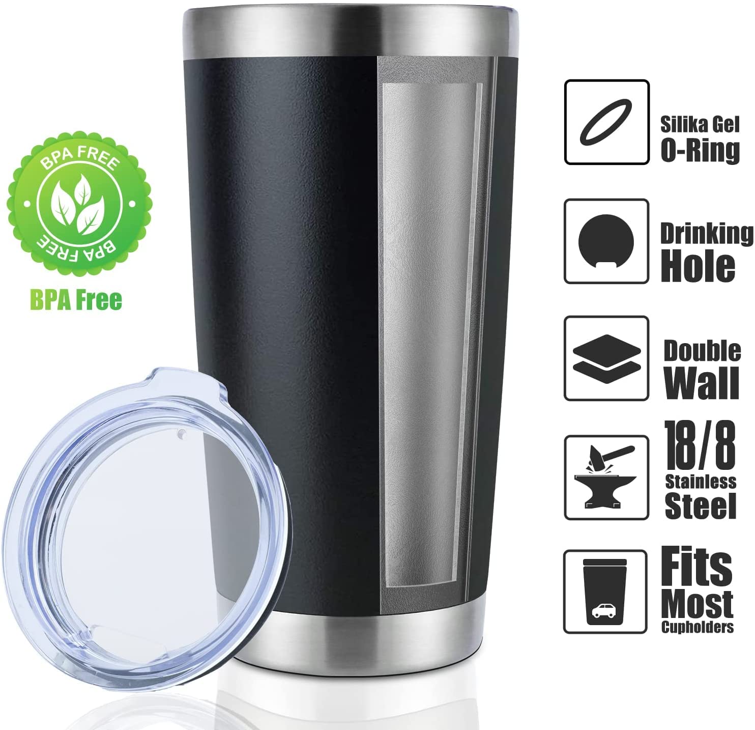 DOMICARE 20oz Stainless Steel Tumbler Bulk with Lid, Double Wall Vacuum Insulated Travel Mug, Powder Coated Coffee Cup (Mix, 12)