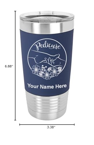 LaserGram 20oz Vacuum Insulated Tumbler Mug, Pedicure, Personalized Engraving Included (Silicone Grip, Navy Blue)