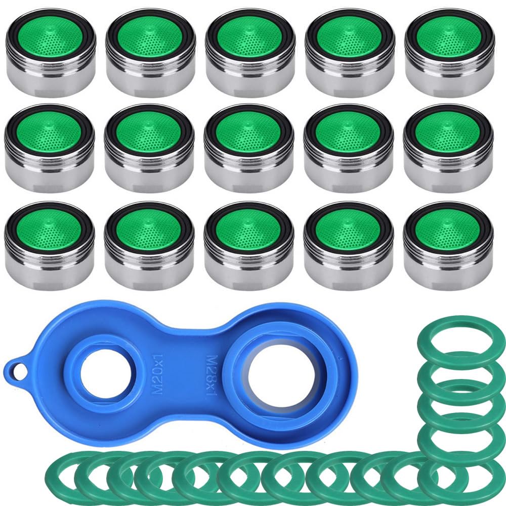 Gebildet 15pcs Water Tap Aerators Faucet Aerators Water Saving Faucet Replacement Part M24 and 1 Faucet Aerator Wrench