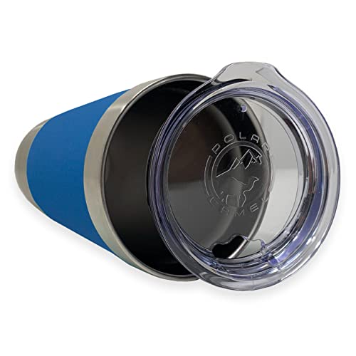 LaserGram 20oz Vacuum Insulated Tumbler Mug, Motorcycle, Personalized Engraving Included (Silicone Grip, Dark Blue)