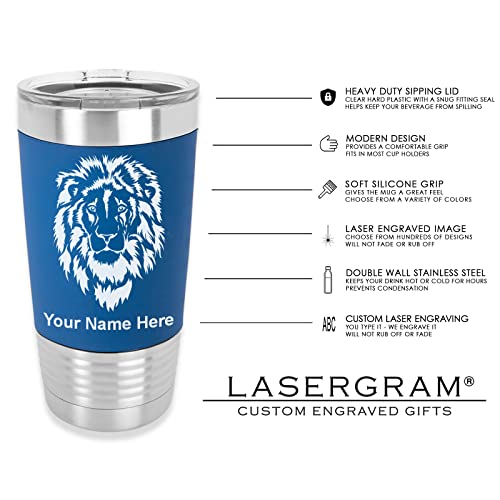 LaserGram 20oz Vacuum Insulated Tumbler Mug, Manicure, Personalized Engraving Included (Silicone Grip, Dark Blue)
