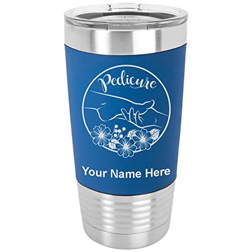 LaserGram 20oz Vacuum Insulated Tumbler Mug, Pedicure, Personalized Engraving Included (Silicone Grip, Dark Blue)
