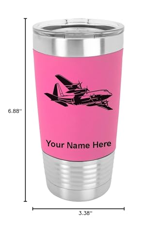 LaserGram 20oz Vacuum Insulated Tumbler Mug, Cargo Airplane, Personalized Engraving Included (Silicone Grip, Pink)