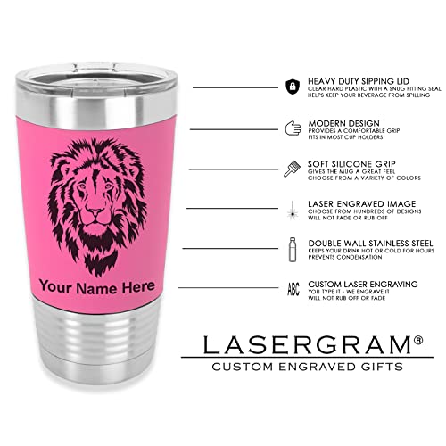 LaserGram 20oz Vacuum Insulated Tumbler Mug, Black Widow Spider, Personalized Engraving Included (Silicone Grip, Pink)