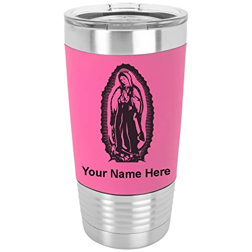 LaserGram 20oz Vacuum Insulated Tumbler Mug, Virgen de Guadalupe, Personalized Engraving Included (Silicone Grip, Pink)