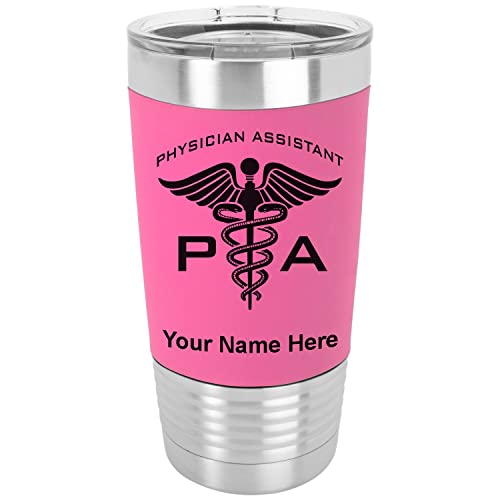 LaserGram 20oz Vacuum Insulated Tumbler Mug, PA Physician Assistant, Personalized Engraving Included (Silicone Grip, Pink)