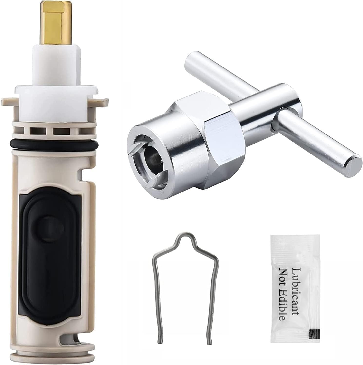 1222 Replacement Cartridge with Moen 104421 Cartridge Puller Removal Tool Retainer Clip, Compatible with Moen Posi Temp 1222B Single Handle Shower Bathtub Faucet Replacement Parts Repair Kit