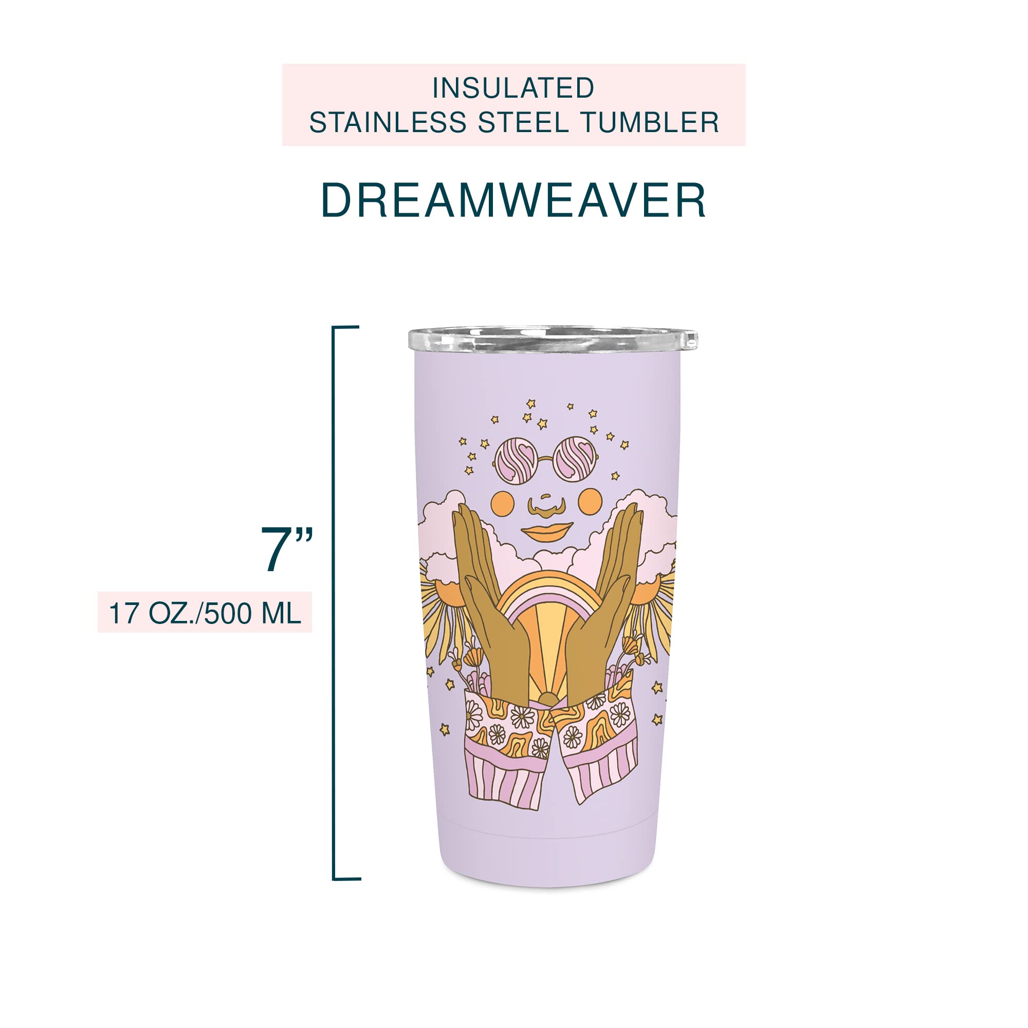 Studio Oh! Insulated Stainless-Steel Tumbler - Double-Walled 17-Ounce Travel Cup - Vacuum Seal Keeps Liquids Hot or Cold for Hours - Fits Standard Size Cup Holders - Dreamweaver