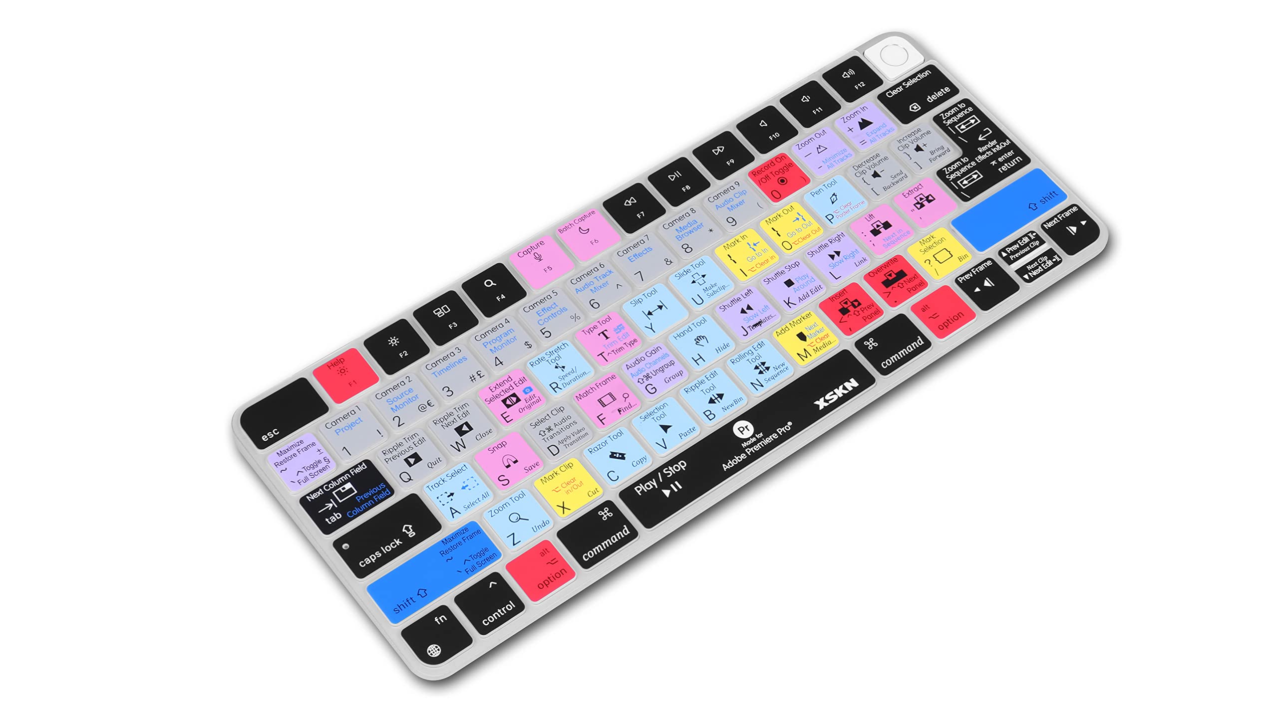 XSKN Shortcut and Language seriers Silicone Keyboard Cover Skin for 2021 New M1 Chip iMac Magic with Touch ID A2449 Lock Key A2450 Without Numeric keypad (US&EU Version Premiere Pro) K-382