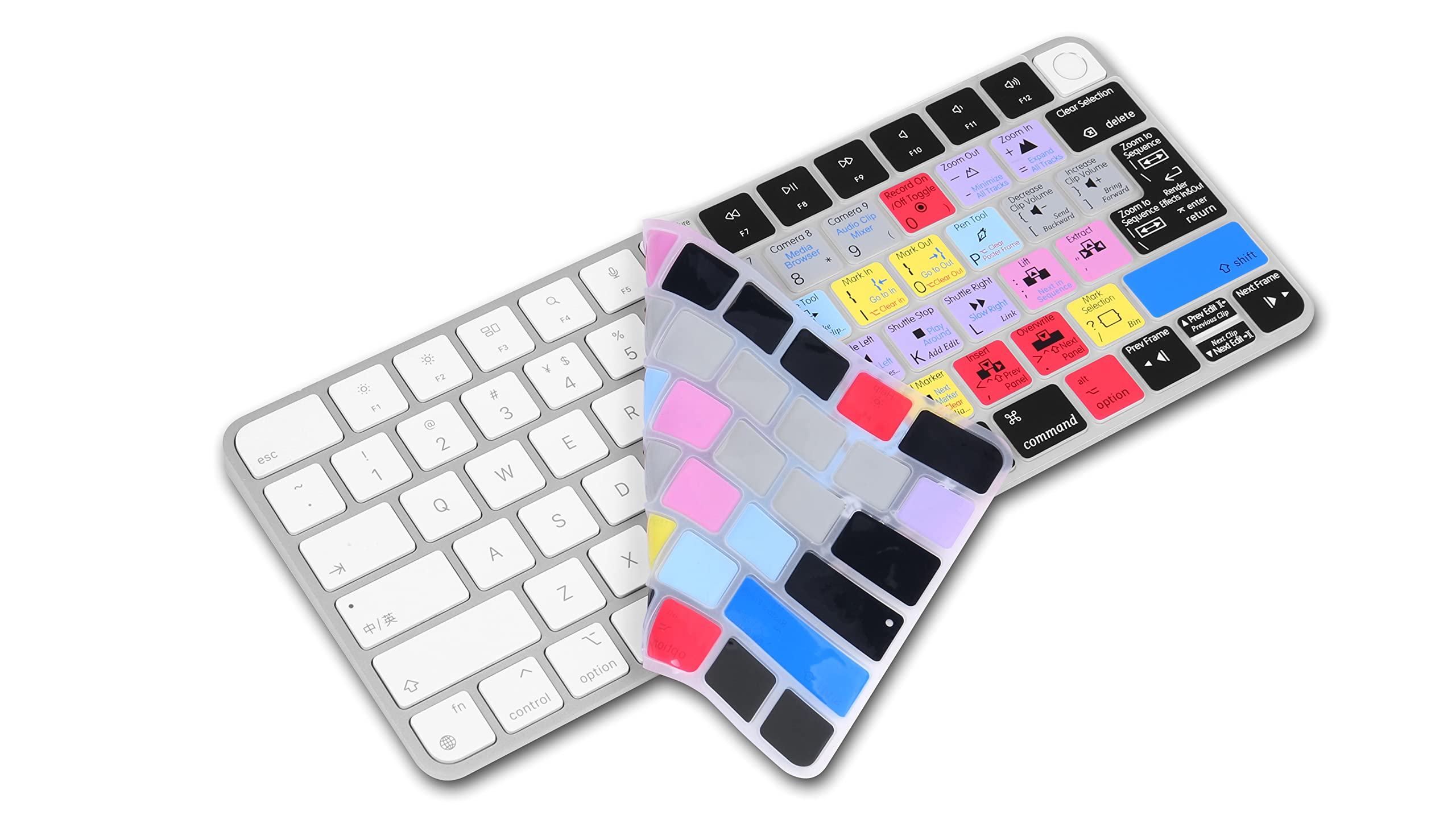 XSKN Shortcut and Language seriers Silicone Keyboard Cover Skin for 2021 New M1 Chip iMac Magic with Touch ID A2449 Lock Key A2450 Without Numeric keypad (US&EU Version Premiere Pro) K-382