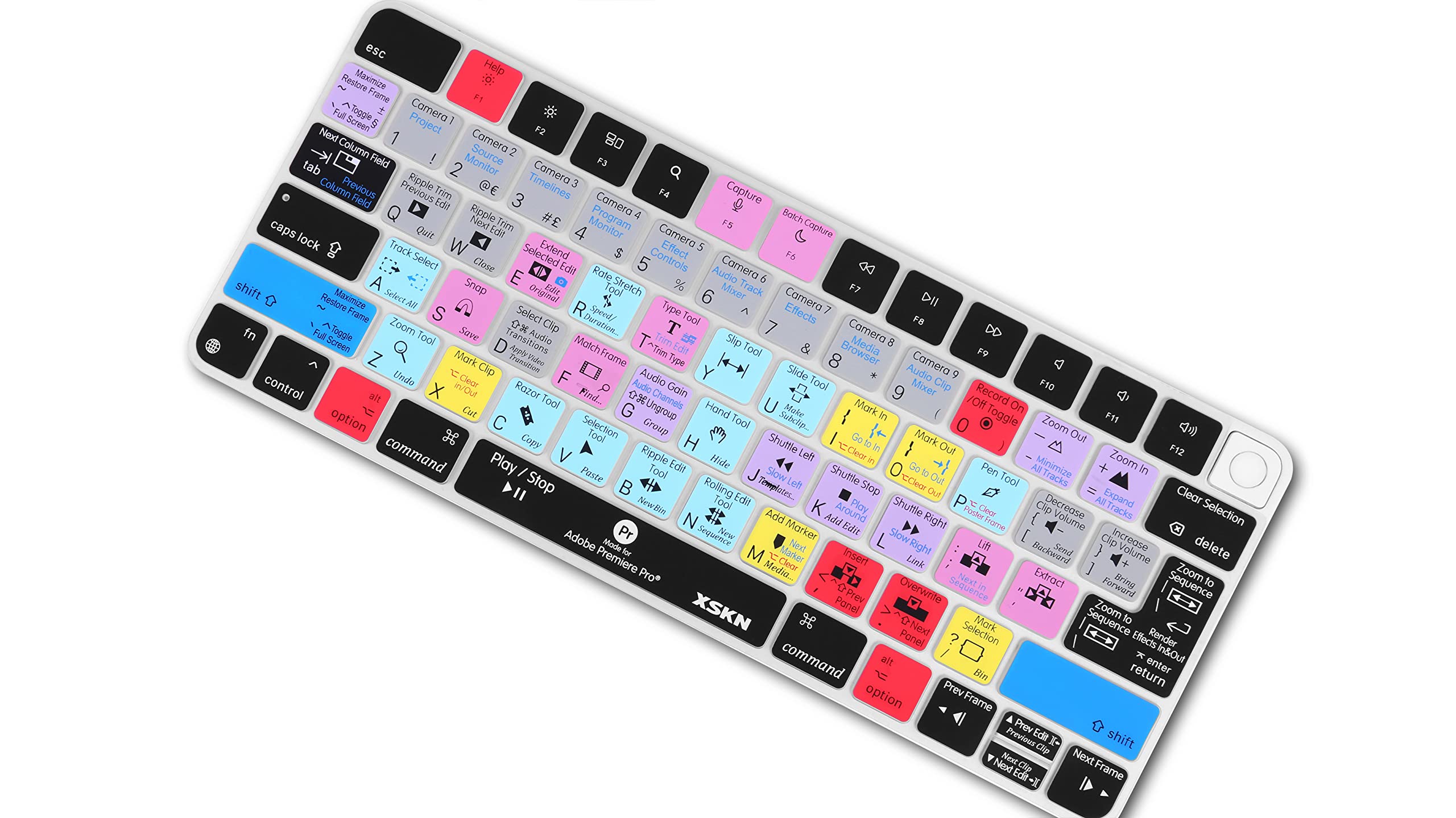 XSKN Shortcut and Language seriers Silicone Keyboard Cover Skin for 2021 New M1 Chip iMac Magic with Touch ID A2449 Lock Key A2450 Without Numeric keypad (US&EU Version Premiere Pro) K-382
