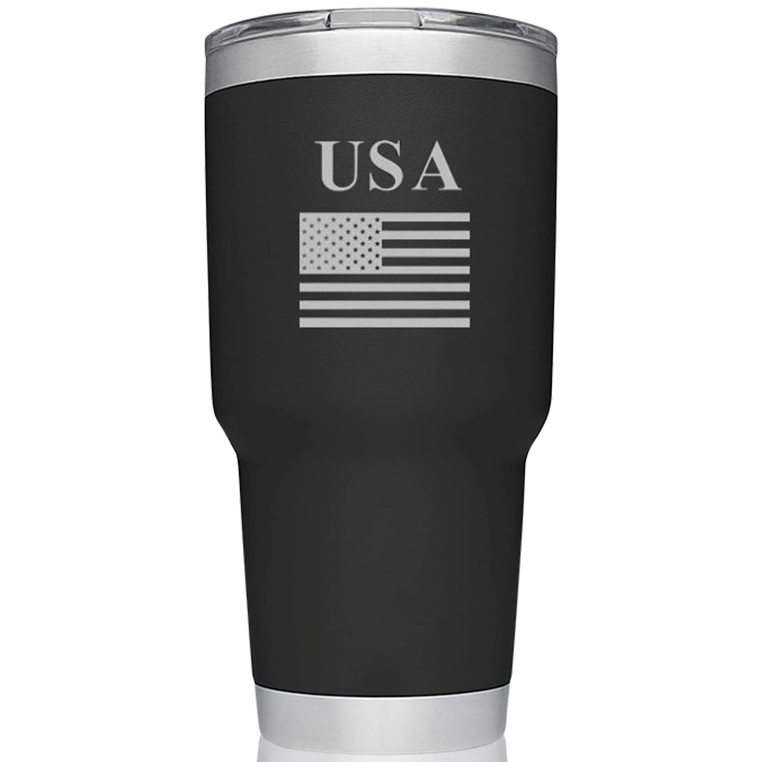 AAFEEN Black Coffee Tumbler Cup 30 oz | Double Walled Insulated Flask | Rust Proof Stainless Steel Hot and Cold Tumbler with Magslider Lid | Tea, Coffee Travel Mug for Men & Women with USA Flag Logo