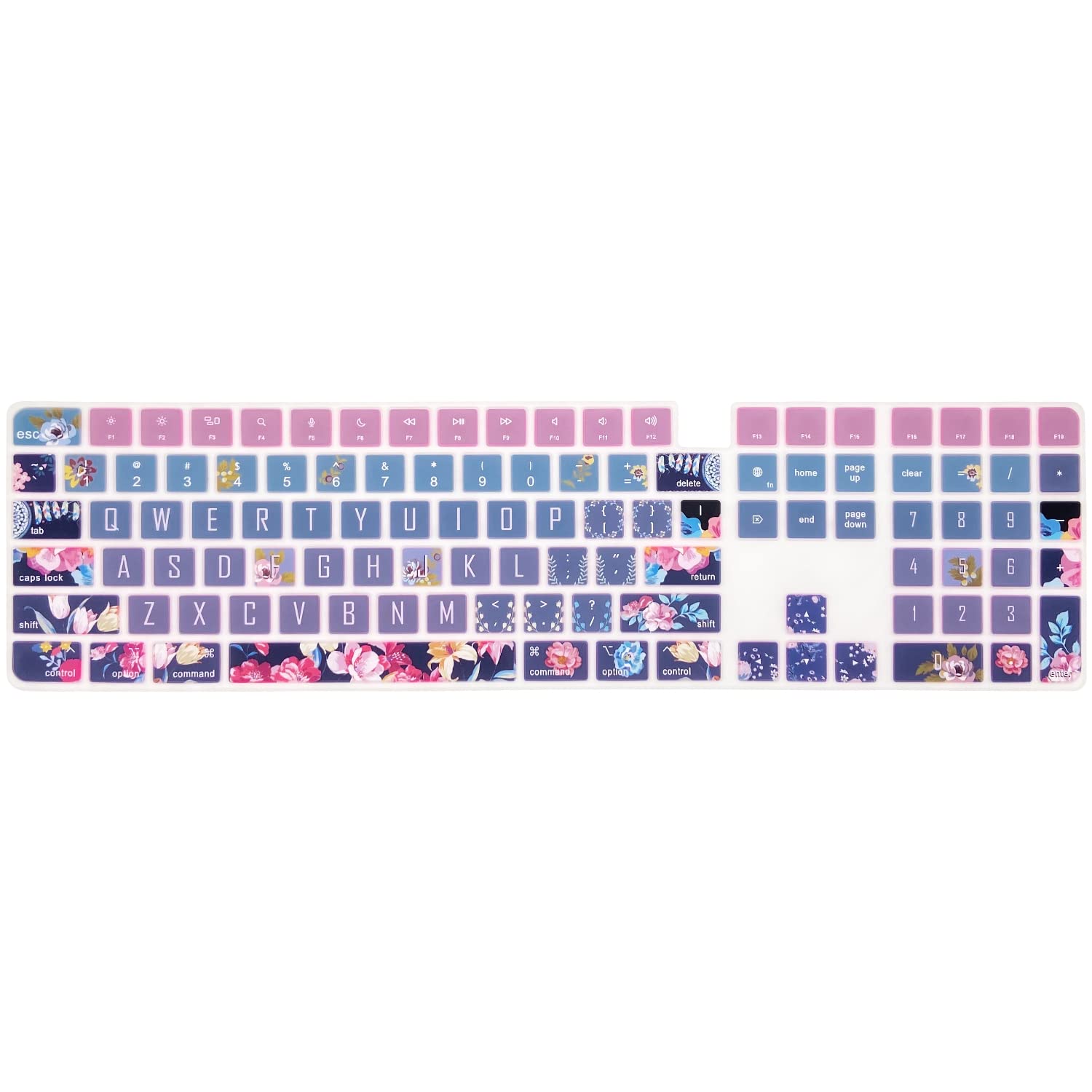 Sanfulin Keyboard Cover Skin for 2021 New Apple iMac Magic Keyboard (Model: A2520) with Numeric Keypad and Touch ID, Cute Printing Silicone Keyboard Protector, Red Flower
