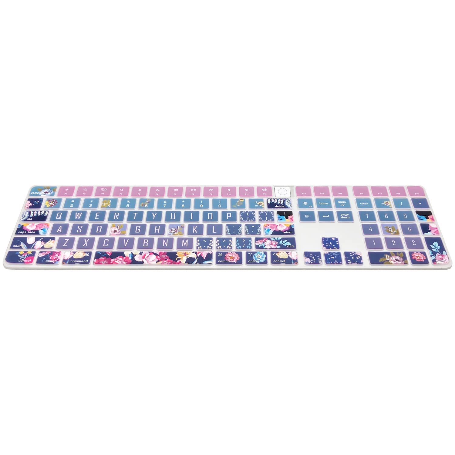Sanfulin Keyboard Cover Skin for 2021 New Apple iMac Magic Keyboard (Model: A2520) with Numeric Keypad and Touch ID, Cute Printing Silicone Keyboard Protector, Red Flower