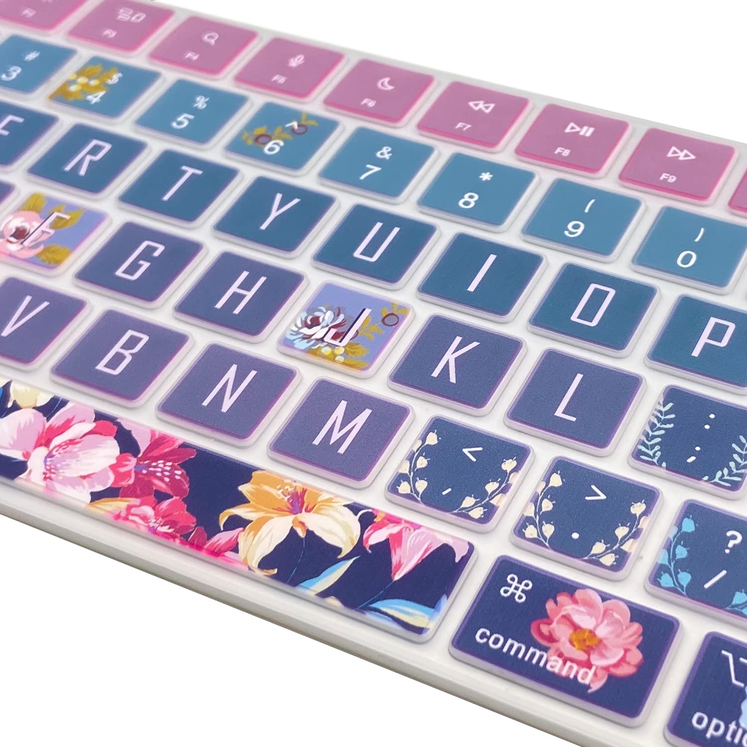 Sanfulin Keyboard Cover Skin for 2021 New Apple iMac Magic Keyboard (Model: A2520) with Numeric Keypad and Touch ID, Cute Printing Silicone Keyboard Protector, Red Flower