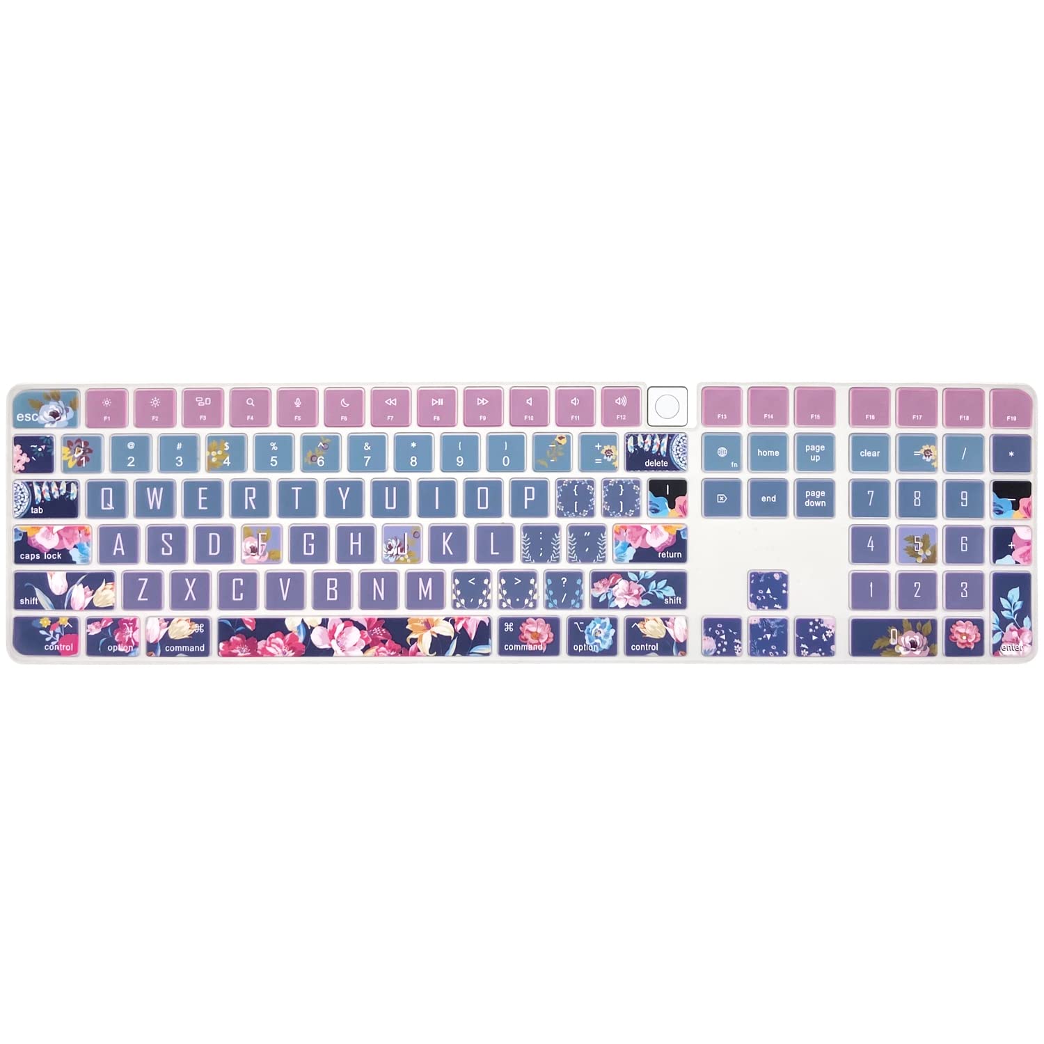 Sanfulin Keyboard Cover Skin for 2021 New Apple iMac Magic Keyboard (Model: A2520) with Numeric Keypad and Touch ID, Cute Printing Silicone Keyboard Protector, Red Flower