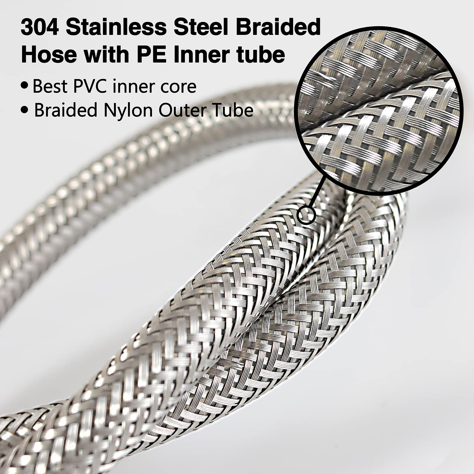 Trywell Bathroom Faucet Supply Lines Connector Stainless Steel Braided Supply Hose M10 Compressor Connector and 3/8-Inch Female Compression Thread x M10 Male Connector, 24-Inch x 2 Pcs (1 Pair)