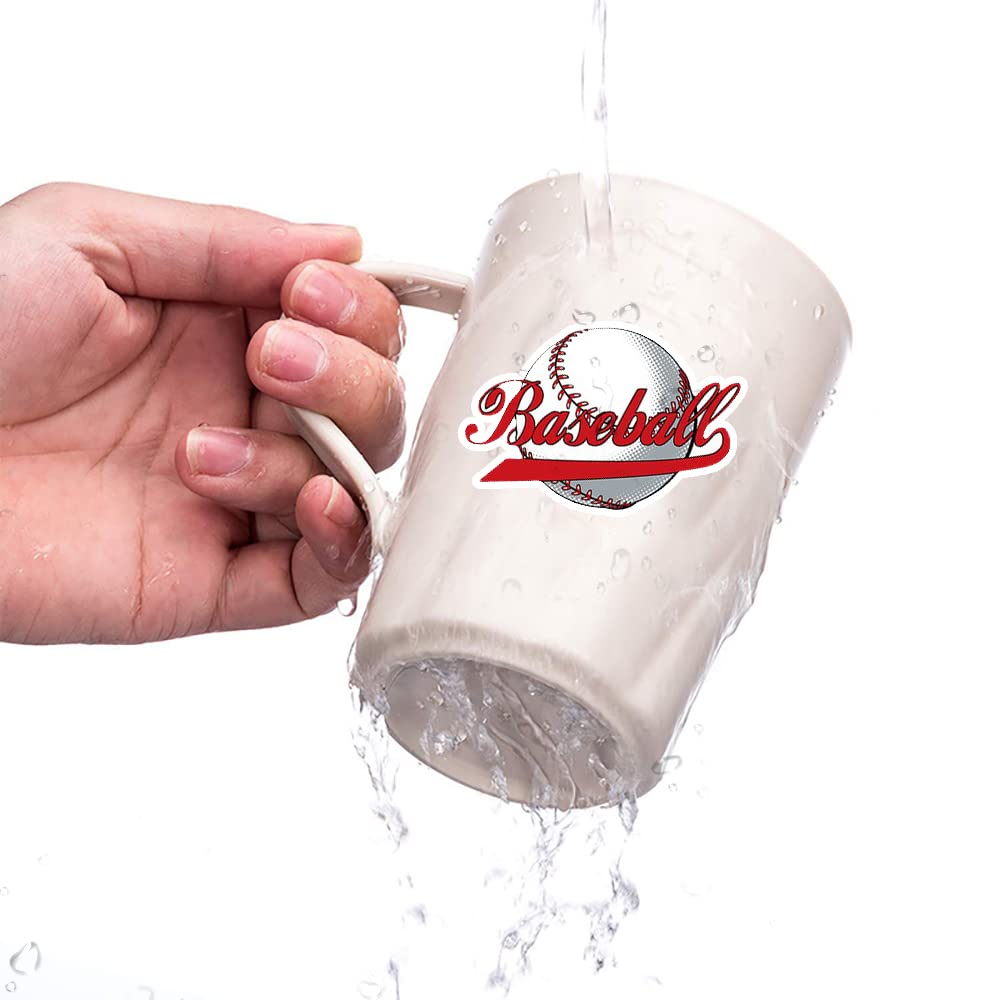 JOICEE 50pcs Baseball Stickers,Waterproof Vinyl Baseball Tattoos for Kids Teens Boys Adults, Sports Decals for Snowboard Laptop Water Bottles Hydro Flasks Phone Guitar Skateboard Computer