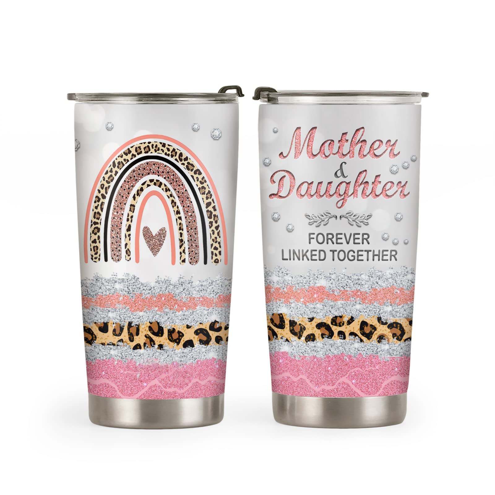 20oz Mother and Daughter Tumbler, Grandma, Mother Gifts, Coffee Thermos for Women, Stainless Steel Double Wall Vacuum Insulated Coffee Mug, Travel Cup with Lid
