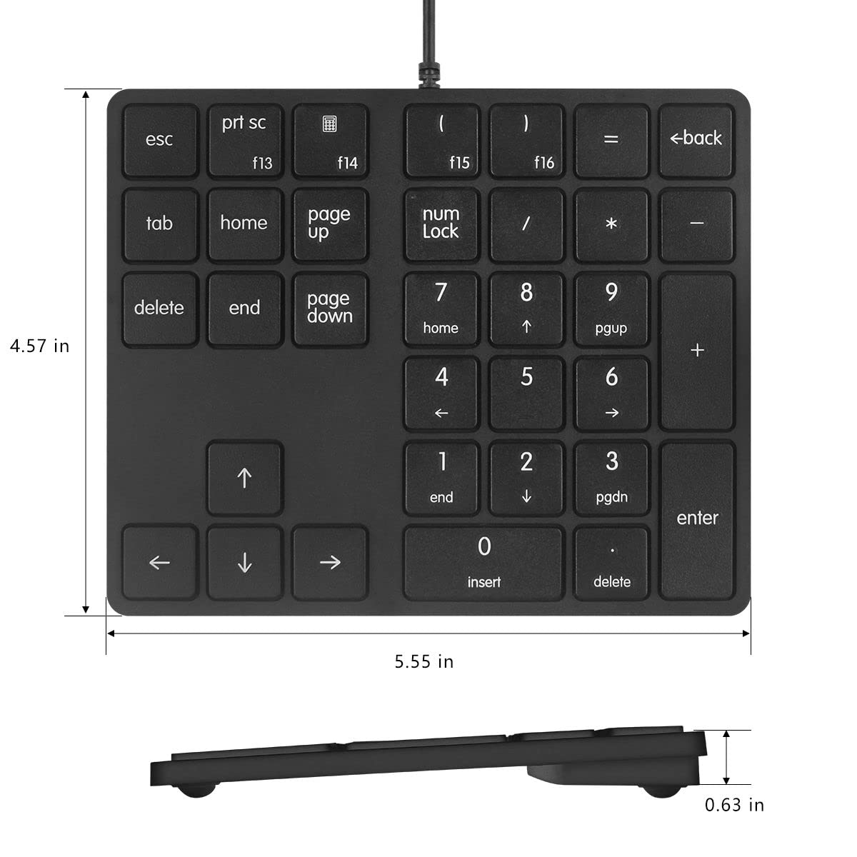 Merdia Numeric Keypads Wired Numpad 34 Keys External Mini Slim Keyboard Magic Force for Financial Cashier Securities-Black| Laptop Accessories | Num Pad | Number keypad for Laptop | Work Keyboard