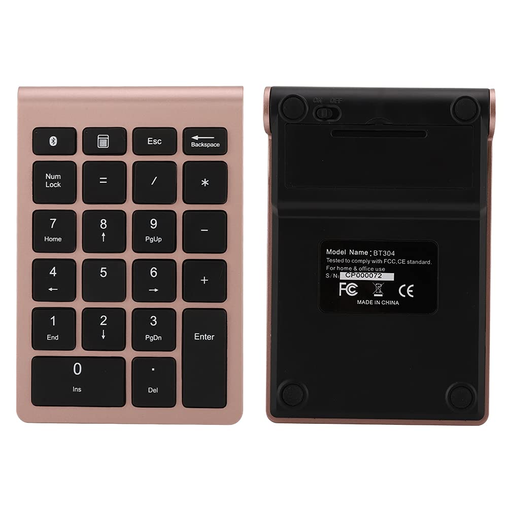 Sanpyl 22 Keys Numeric Keypad, Bluetooth Mini Keyboard, Portable Mini Financial Accounting Number Pad, for Laptop Desktop, PC(Rose Gold)