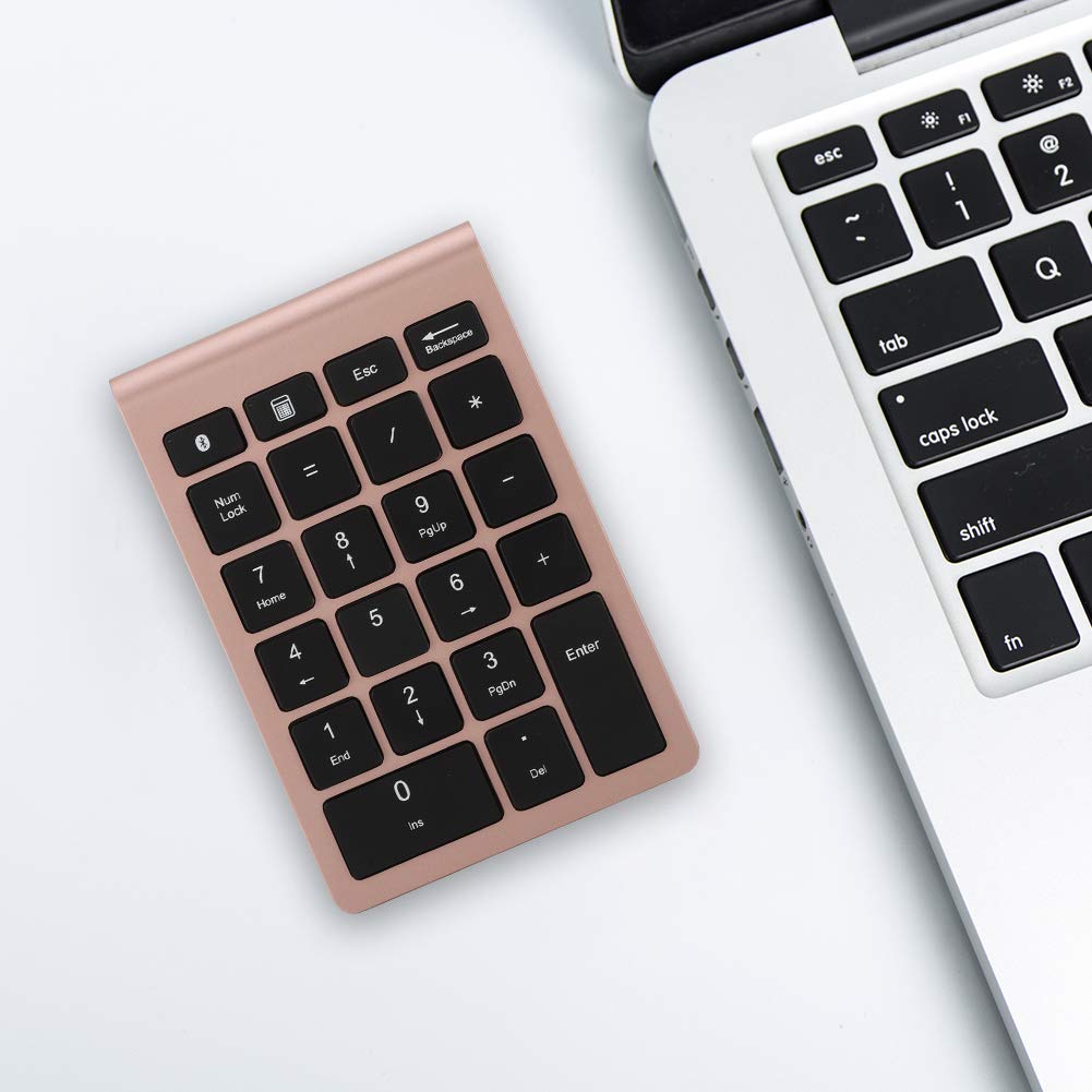 Sanpyl 22 Keys Numeric Keypad, Bluetooth Mini Keyboard, Portable Mini Financial Accounting Number Pad, for Laptop Desktop, PC(Rose Gold)