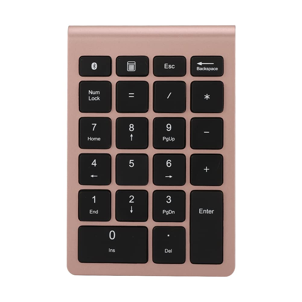 Sanpyl 22 Keys Numeric Keypad, Bluetooth Mini Keyboard, Portable Mini Financial Accounting Number Pad, for Laptop Desktop, PC(Rose Gold)
