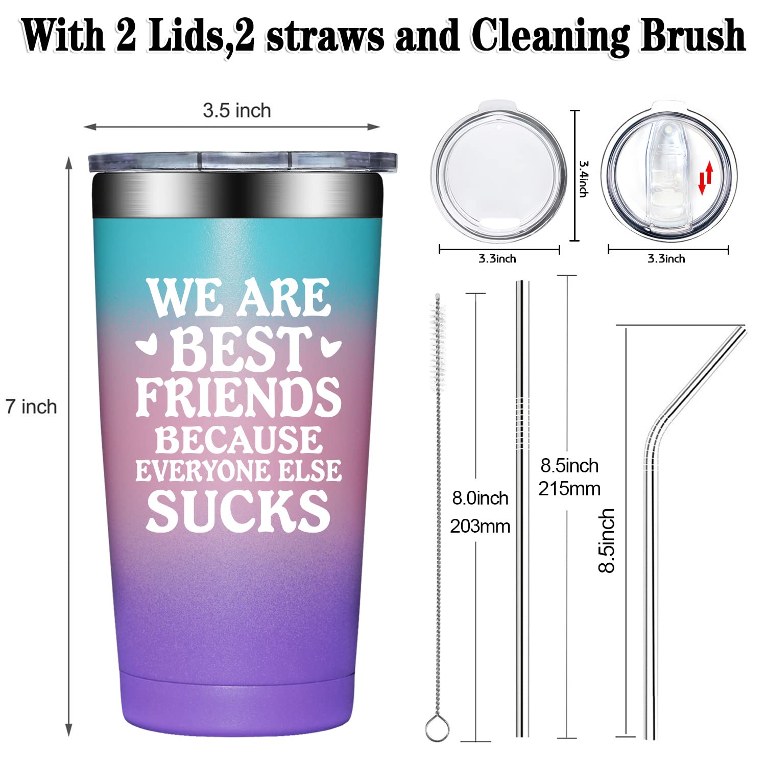Fufendio Gifts for Women Friends - Best Friend Birthday Gifts for Women - Friendship Gifts, Valentines Day Gifts for Friend Female - Insulated Coffee Mug Tumbler Cup