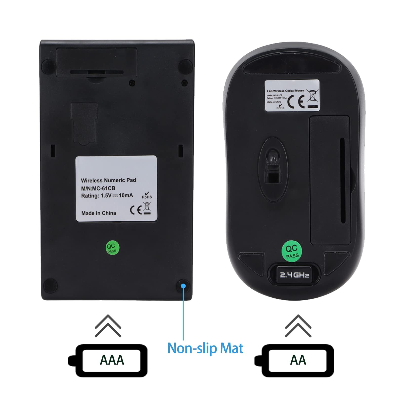 Number Pad 2.4GHz Wireless Number Keypad 1200DPI Sensitive Durable Number Pad Mouse Combo for Home Office Travel, USB Numeric Keypad