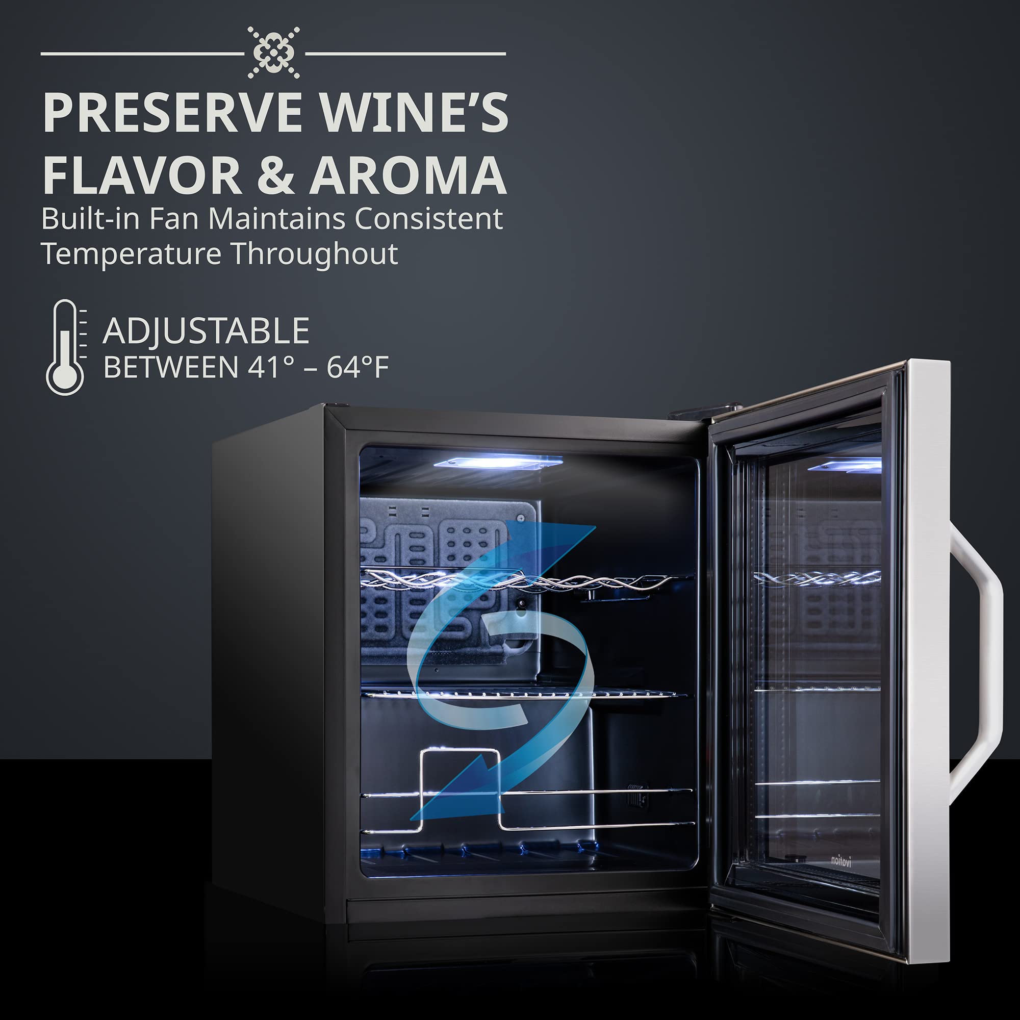 Ivation 12 Bottle Compressor Wine Cooler Refrigerator w/Lock | Large Freestanding Wine Cellar For Red, White, Champagne or Sparkling Wine | 41f-64f Digital Temperature Control Fridge Stainless Steel