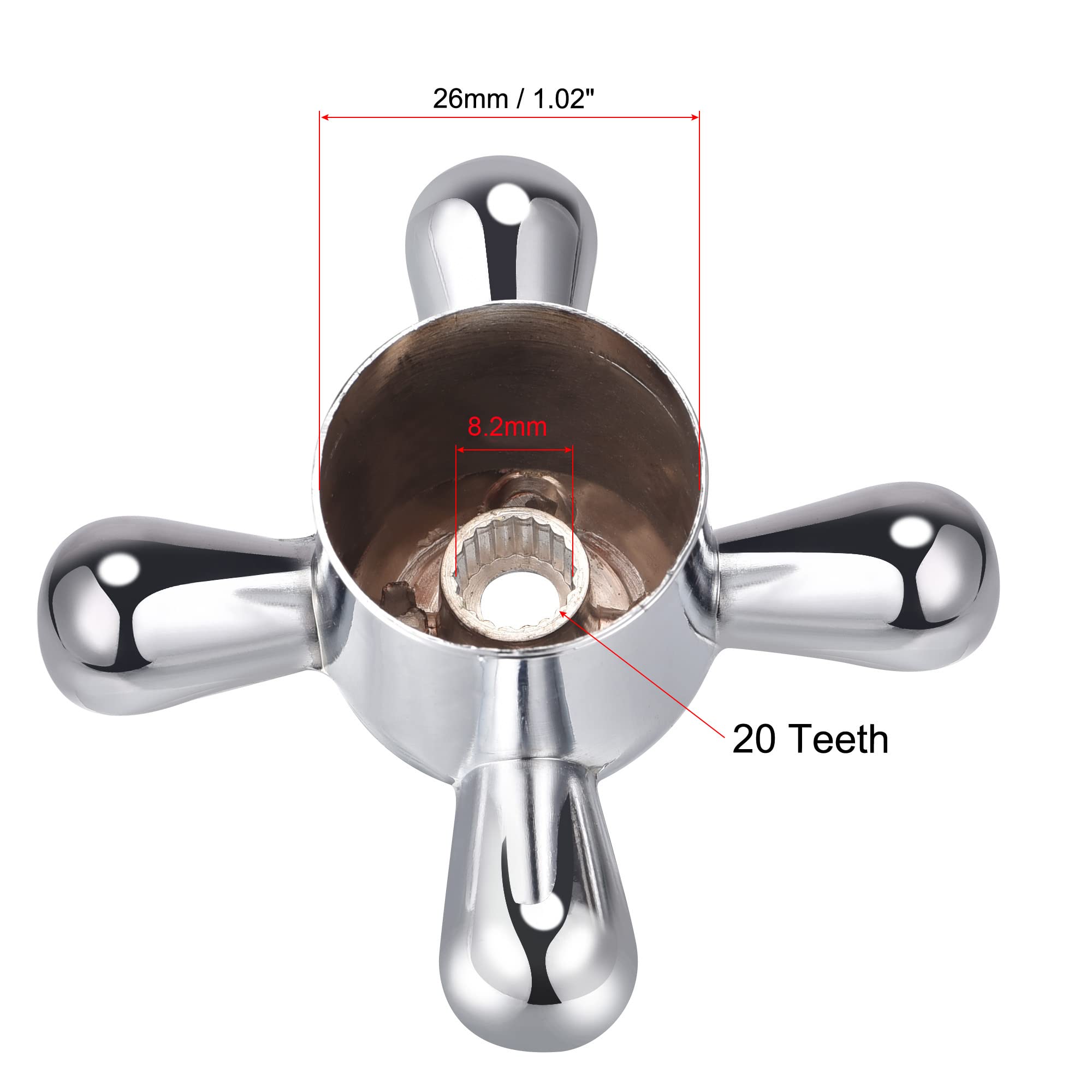 uxcell Faucet Knob Handle, Alloy Handle Replacement for 8.2mm Diameter with 20 Teeth Valve Core, 69 x 31 x 27mm 2pcs