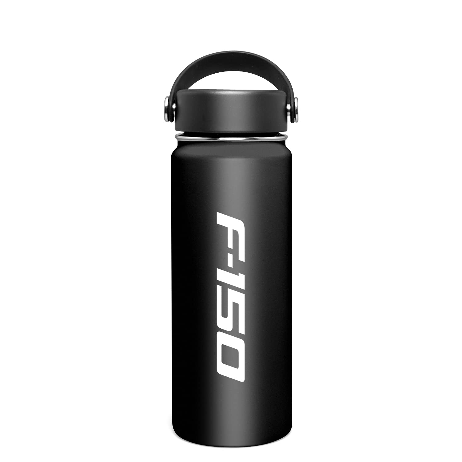 iPick Image for Ford F-150 Laser Etched 18 oz Dual-Wall Insulated Black Stainless Steel Water Bottle Travel Tumbler Mug